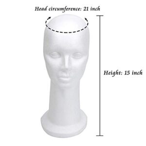 15" Styrofoam Foam Mannequin Manikin Display Head Wig Hat Stand White Foams Sale