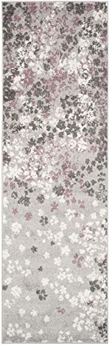 SAFAVIEH Adirondack Collection Runner Rug - 2'6" x 8', Light Grey & Purple, Floral Design, Non-Shedding & Easy Care, Ideal for High Traffic Areas in Living Room, Bedroom (ADR115M)