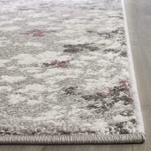 SAFAVIEH Adirondack Collection Runner Rug - 2'6" x 8', Light Grey & Purple, Floral Design, Non-Shedding & Easy Care, Ideal for High Traffic Areas in Living Room, Bedroom (ADR115M)