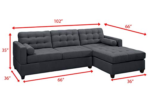 Poundex Sofas, Slate Black