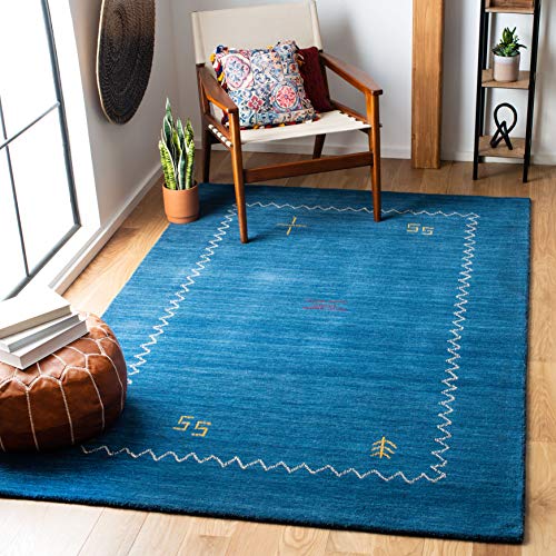 SAFAVIEH Himalaya Collection 8' Square Blue HIM583A Handmade Premium Wool Area Rug