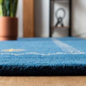 SAFAVIEH Himalaya Collection 8' Square Blue HIM583A Handmade Premium Wool Area Rug