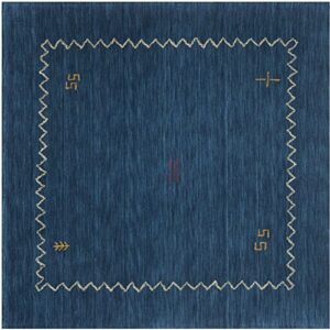 SAFAVIEH Himalaya Collection 8' Square Blue HIM583A Handmade Premium Wool Area Rug