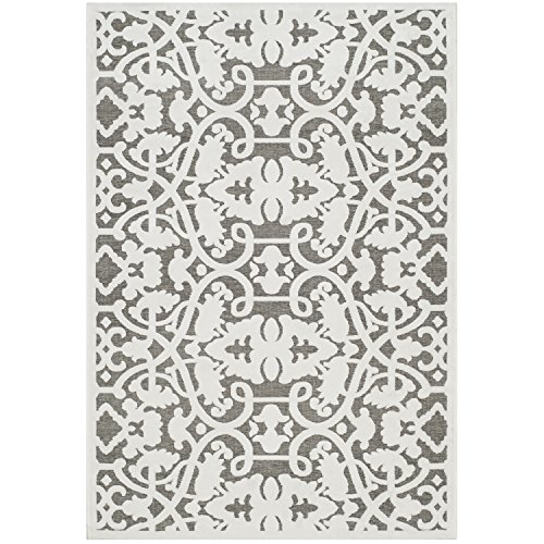 SAFAVIEH Paradise Collection Accent Rug - 3'1" x 4'7", Ivory & Dark Grey, Modern Viscose Design, Ideal for High Traffic Areas in Entryway, Living Room, Bedroom (PARB636C)