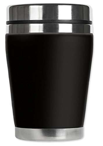 Mugzie Mini Travel Mug with Insulated Wetsuit Cover, 12 oz, Black