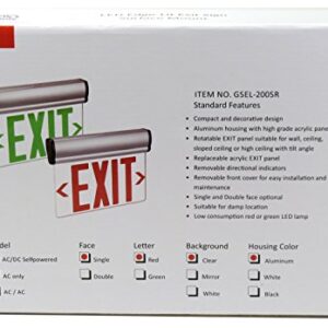 Kaito LED Edge-Lit Exit Sign with Backup Rechargeable Battery and Adjustable Panel, UL Listed