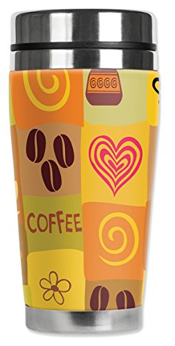 Mugzie "I Love Coffee" Stainless Steel Travel Mug with Insulated Wetsuit Cover, 20 oz, Black