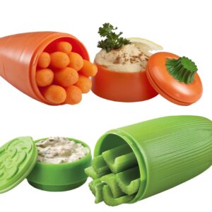 Hutzler Plastic Attack Snack containers, 2.6" x 7", Orange/Green