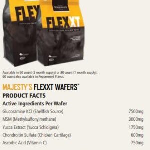 Majesty's Flex XT Wafers - Superior Horse / Equine Joint Support With Increased Supplement Levels - Glucosamine, MSM, Yucca, Vitamin C - 30 Count (1 Month Supply)