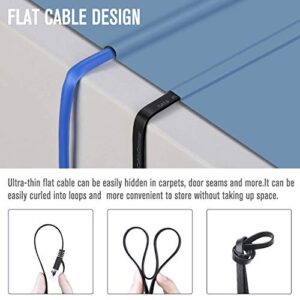 Cat 6 Ethernet Cable 100 ft, Indoor&Outdoor, High Speed Flat Internet Network Cable - Cat6 Ethernet Patch Cable Long - Black Computer LAN Cable + Free Cable Clips and Straps