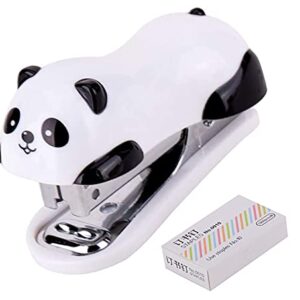 1 Pack Mini Panda Desktop Stapler for 10 Sheets Capacity with 1000 Pcs No.10 Staples for Paper Clips Staplers for Desk for Friends and Children(Panda)