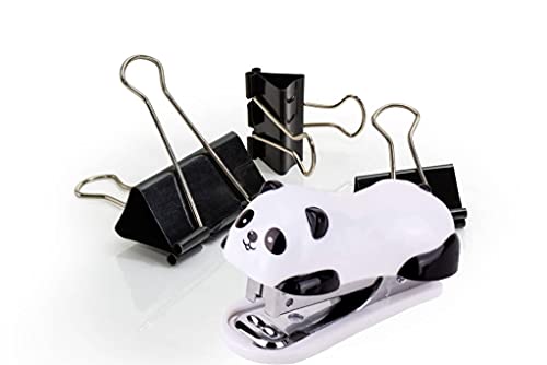 1 Pack Mini Panda Desktop Stapler for 10 Sheets Capacity with 1000 Pcs No.10 Staples for Paper Clips Staplers for Desk for Friends and Children(Panda)