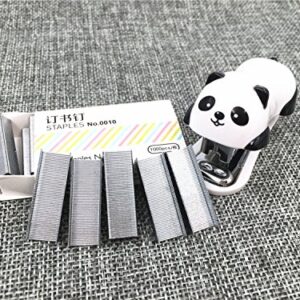 1 Pack Mini Panda Desktop Stapler for 10 Sheets Capacity with 1000 Pcs No.10 Staples for Paper Clips Staplers for Desk for Friends and Children(Panda)