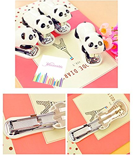 1 Pack Mini Panda Desktop Stapler for 10 Sheets Capacity with 1000 Pcs No.10 Staples for Paper Clips Staplers for Desk for Friends and Children(Panda)