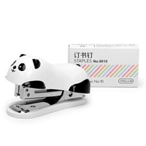 1 Pack Mini Panda Desktop Stapler for 10 Sheets Capacity with 1000 Pcs No.10 Staples for Paper Clips Staplers for Desk for Friends and Children(Panda)