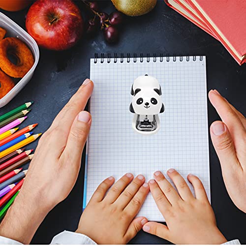 1 Pack Mini Panda Desktop Stapler for 10 Sheets Capacity with 1000 Pcs No.10 Staples for Paper Clips Staplers for Desk for Friends and Children(Panda)