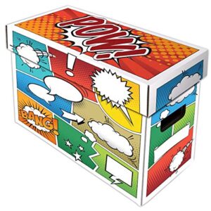 bcw art pow! short comic storage box | holds 150-175 comics| double-walled corrugated cardboard | (1-pack)