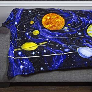 Dawhud Direct Solar System Fleece Blanket for Bed, 50" x 60" Space Fleece Throw Blanket for Boys, Men, Unisex and Kids - Super Soft Plush Planetary Blanket Throw Fleece Blanket for Planet Lovers