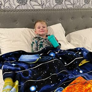 Dawhud Direct Solar System Fleece Blanket for Bed, 50" x 60" Space Fleece Throw Blanket for Boys, Men, Unisex and Kids - Super Soft Plush Planetary Blanket Throw Fleece Blanket for Planet Lovers