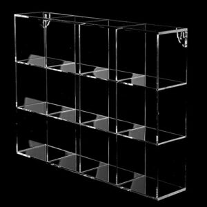 MyGift Wall Mounted Clear Acrylic Collectible Figure Display Case with 12 Compartments for Mini Toys, Crystals and Stone Showcase Shadow Box Shelf