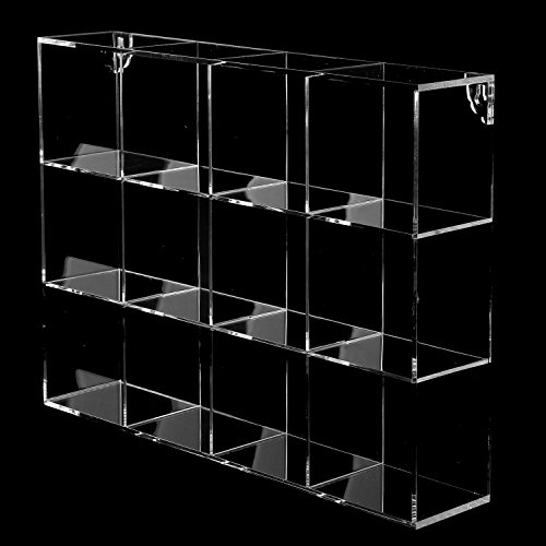 MyGift Wall Mounted Clear Acrylic Collectible Figure Display Case with 12 Compartments for Mini Toys, Crystals and Stone Showcase Shadow Box Shelf