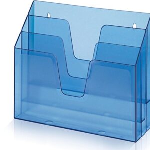 Acrimet Horizontal Triple File Folder Holder Organizer (Clear Blue Color)