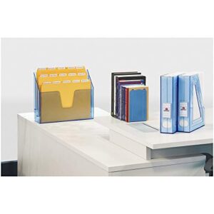 Acrimet Horizontal Triple File Folder Holder Organizer (Clear Blue Color)