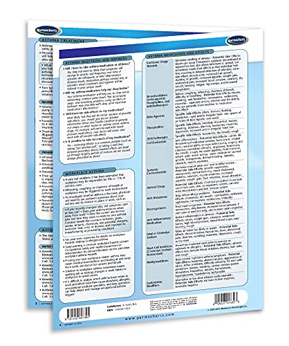 Asthma - Health Medical Quick Reference Guide - 4-page 8.5" x 11" Laminated