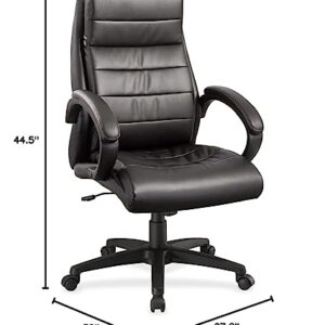 Lorell Deluxe High-Back Leather Chair, 44.5" x 27.8" x 32", Black