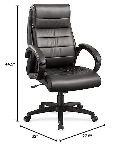 Lorell Deluxe High-Back Leather Chair, 44.5" x 27.8" x 32", Black