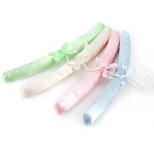 Tosnail 12 Pack Satin Padded Hangers Foam Padded Hangers Dress Hangers - Pink, Blue, Green, Ivory