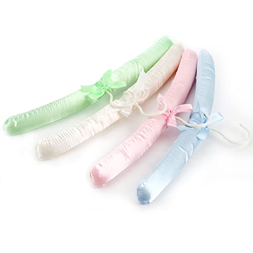 Tosnail 12 Pack Satin Padded Hangers Foam Padded Hangers Dress Hangers - Pink, Blue, Green, Ivory