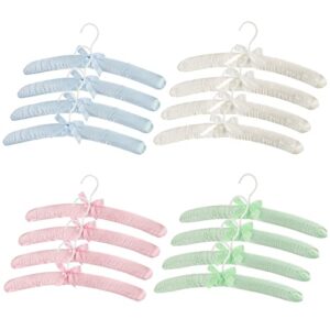 Tosnail 12 Pack Satin Padded Hangers Foam Padded Hangers Dress Hangers - Pink, Blue, Green, Ivory