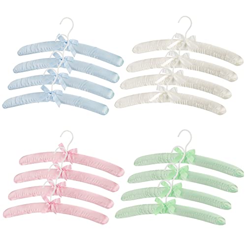 Tosnail 12 Pack Satin Padded Hangers Foam Padded Hangers Dress Hangers - Pink, Blue, Green, Ivory