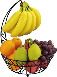 surpahs countertop fruit basket stand w/detachable banana hanger [improved]