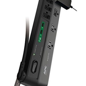 APC Power Strip with USB Charging Ports, Surge Protector P8U2, 2630 Joules, Flat Plug, 8 Outlets