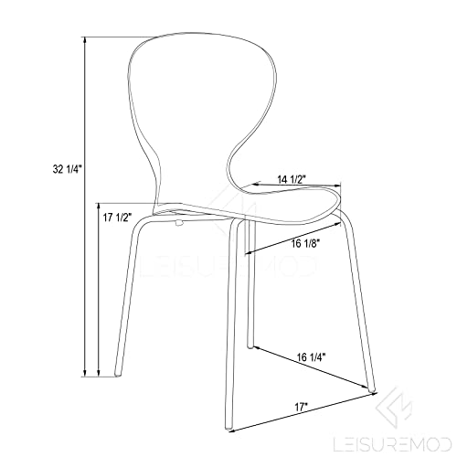 LeisureMod Modern Oyster Side Chair (Set of 2), Clear