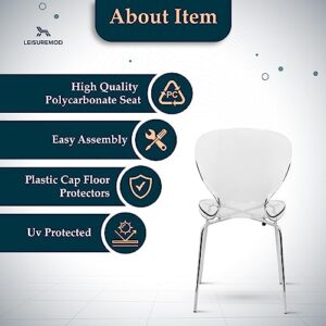 LeisureMod Modern Oyster Side Chair, Clear