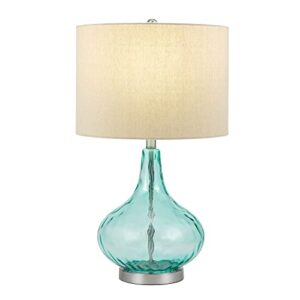 Catalina 18578-000 Transitional Thumbprint Glass Gourd Table Lamp, 25.5", Classic Blue