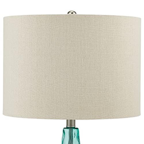 Catalina 18578-000 Transitional Thumbprint Glass Gourd Table Lamp, 25.5", Classic Blue