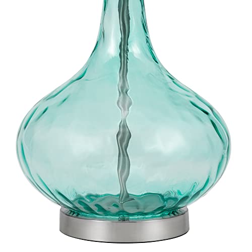 Catalina 18578-000 Transitional Thumbprint Glass Gourd Table Lamp, 25.5", Classic Blue