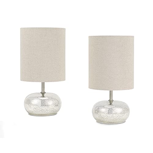 Catalina 18577-000 Modern 2-Pack Matching Mecury Glass Accent Table Lamps, 12, Classic Silver Mercury