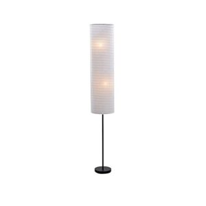 Catalina 18583-000 Modern 2-Light Zen Stick Floor Lamp with Rice Paper Shade, 70", Black Classic