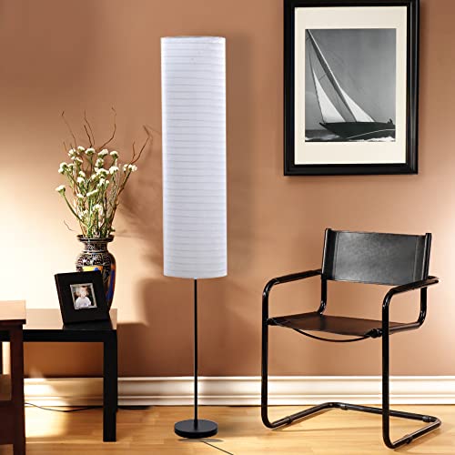 Catalina 18583-000 Modern 2-Light Zen Stick Floor Lamp with Rice Paper Shade, 70", Black Classic