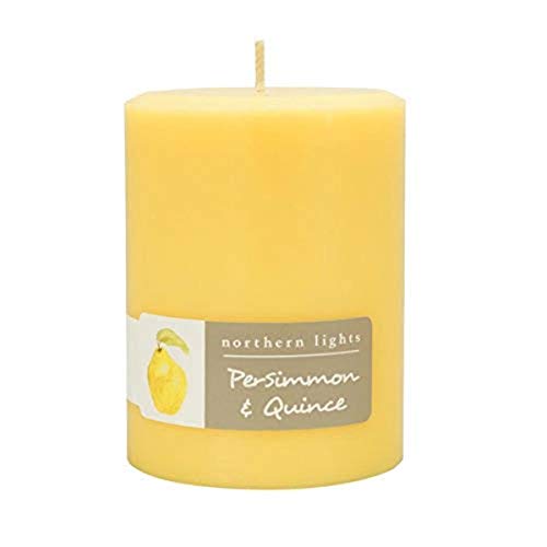 Northern Lights Candles Persimmon & Quince Pillar Candle, Yellow