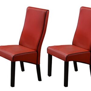 Kings Brand Furniture Upholstered Parson Chair (Set of 2), Red