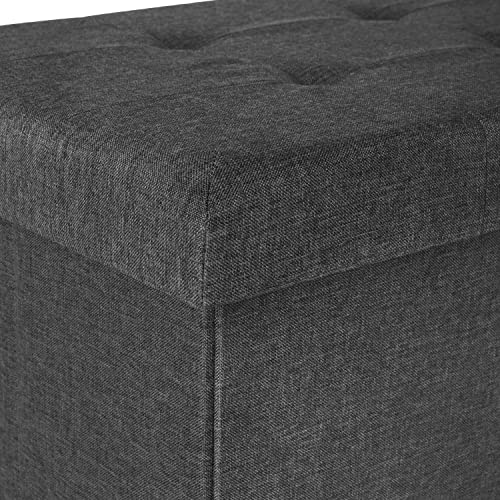 Seville Classics Large 30" Foldable Bench Ottoman Footrest Storage Chest Coffee Table Stool, for Bedroom, Living Room, Entryway, Lounge, Modern Gray, 1-Pack