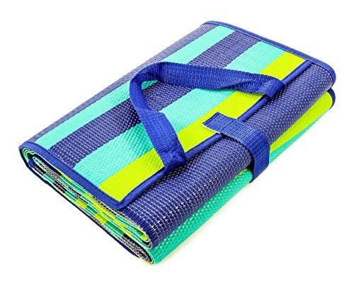 Camco Handy Mat with Strap, Perfect for Picnics, Beaches, RV and Outings, Weather-Proof and Weather Resistant (Green/Turquoise - 60" x 78") (42806)