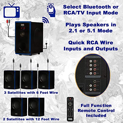 Acoustic Audio AA5102 Bluetooth 5.1 Speaker System with Optical Input and 5 Extension Cables