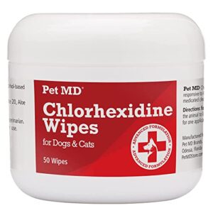 pet md topical wipes for cleansing - with aloe for cats and dogs - 50 count